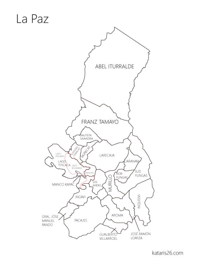 Mapa de Bolivia, departamentos y provincias para colorear [PDF]